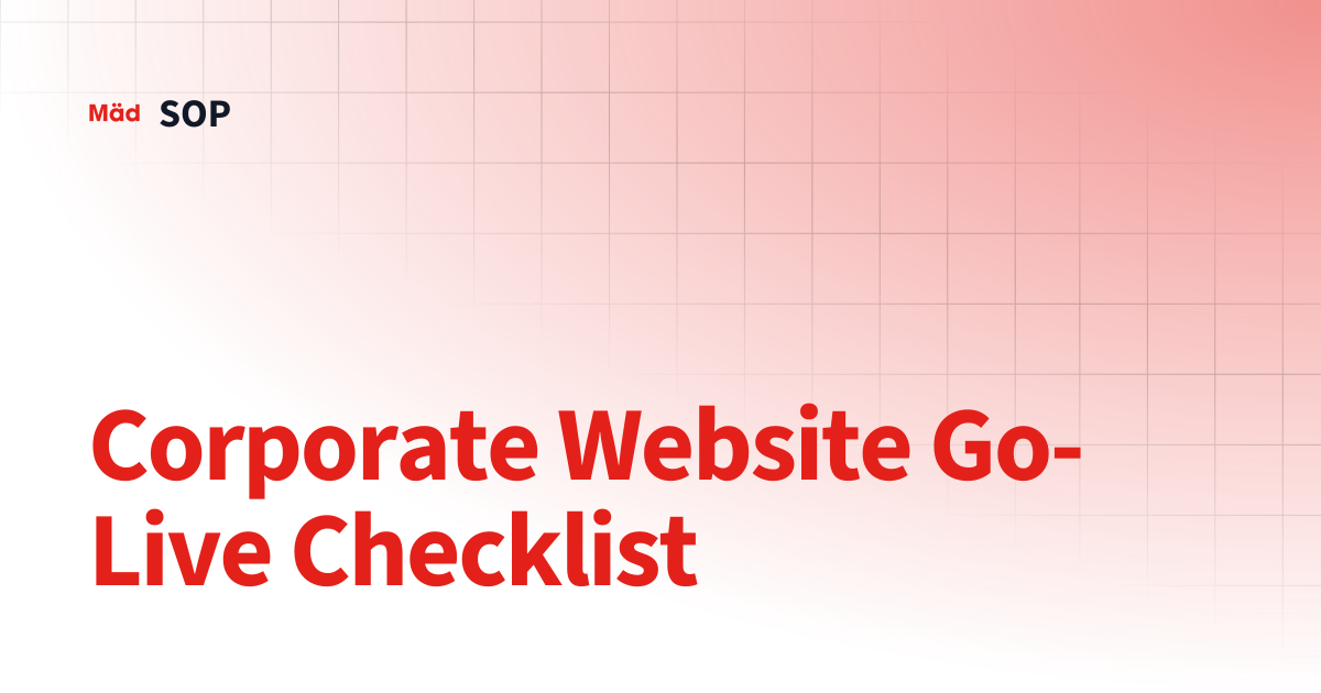 Corporate Website Go-Live Checklist | SOP